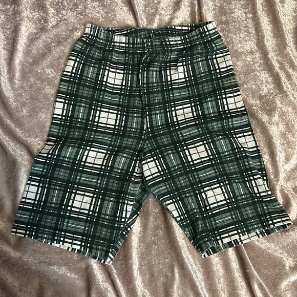 m.j.carroll | Shorts | Vintage Green And White Plaid Biker Shorts ...